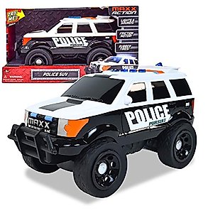 Sunny Days Entertainment Large Police Car – Lights and Sounds Vehicle with Motorized Drive and Soft Grip Tires | Rescue SUV Patrol Toy for Kids – Maxx Action