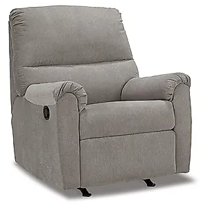 Signature Design by Ashley Miravel Casual Manual Rocker Recliner, Light Gray