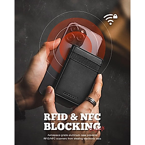 DUGRAFT Pop Up Wallet with ID Window, Minimalist Front Pocket Credit Card Holder for Men, Slim RFID Blocking Bifold Metal Card Case for 10 Cards, Cash