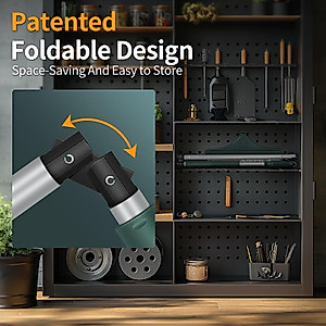 Artificial Grass Turf Rake with Foldable Lightweight Steel Handle, 51" Folding Turf Brush for Carpet Cleaner with Ergonomic Design, Suitable for Pet Hair Removal, Silver Handle and Green Head