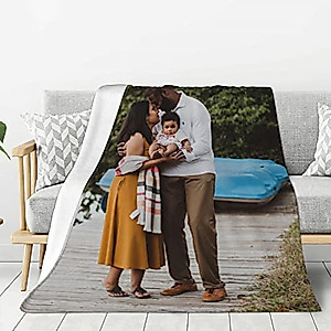 Sofevaim Custom Blanket with Photo, Personalized Bedding Throw Blankets Customized Flannel Fleece Blankets for Family Birthday Wedding Gift for Couch Sofa Bedroom Living Room 60"x50"