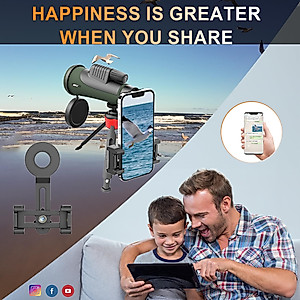 IBQ Monocular Telescope for Adult High Powered with Smartphone Adapter &Tripod, 12X55 Lightweight Waterproof HD Monocular with BAK4 Prism&FMC Lens, for Camping Travel Hiking Bird Watching Hunting