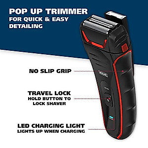 Wahl Clean & Close Electric Razor Rechargeable Wet/Dry Waterproof Electric Shaver for Cordless Men's Grooming & Beard Trimming - Lithium Ion with Long Run Time & Quick Charge – Model 7064