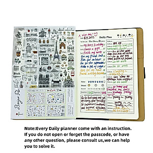 Simplified Daily Planner - The Perfect To Do List Notebook Notepad And Undated Office Supplies Checklist - Leather Daily Journal With Lock (Black)