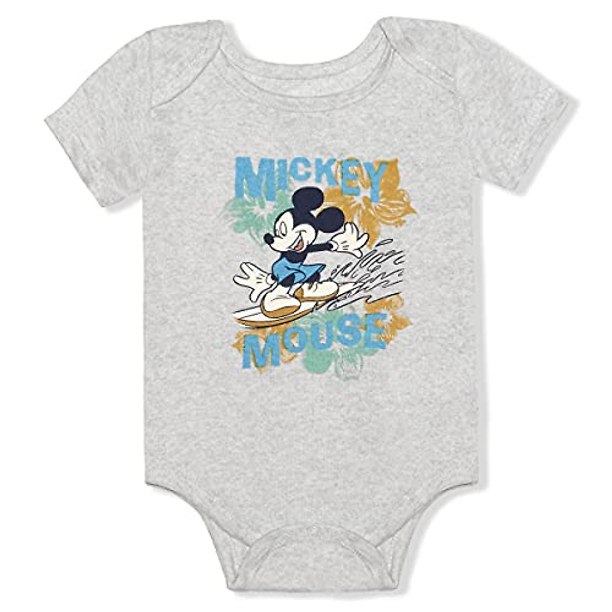 Disney Mickey Mouse Boys 3 Pack Short Sleeve Bodysuit for Newborn – Blue/White/Grey