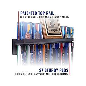 3ft Medal Awards Rack Premier Trophy Shelf- Trophy, Plaque and Medal Display (Black)