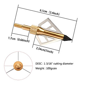 Crossbow Broadheads 100 Grain 12 Pack Archery Hunting 3 Blades Sharp Compound Recurve Bow Arrow Heads
