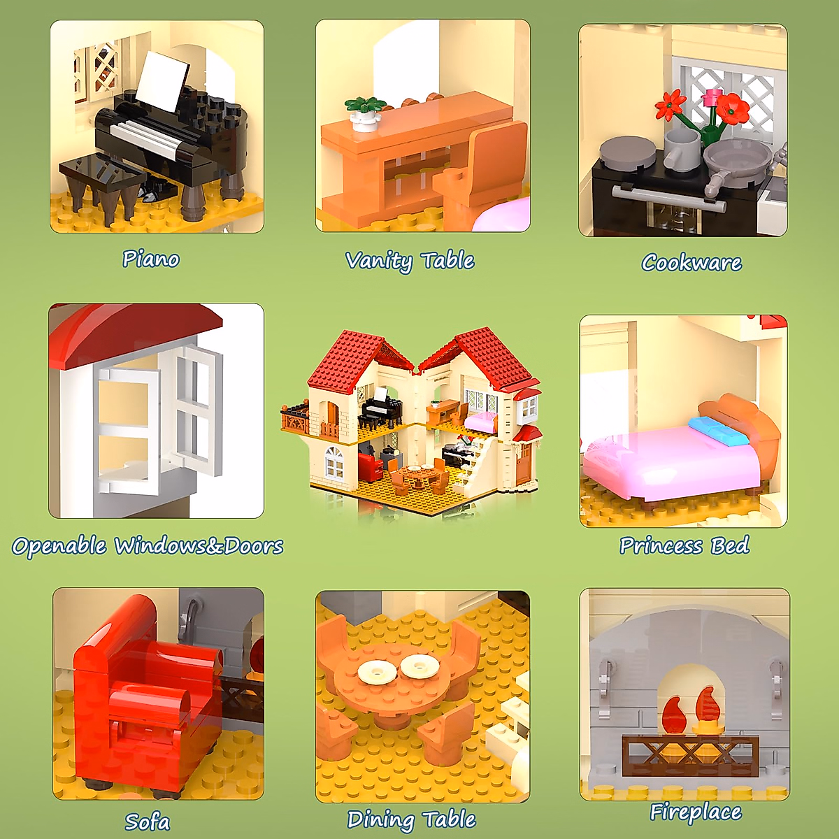 Tenhorses Cabin House Building Set, Cozy Log Country Home with Lighting Kit, Home Decor Creative DIY Birthday Toy Gifts for Girls or Adults (692pcs)