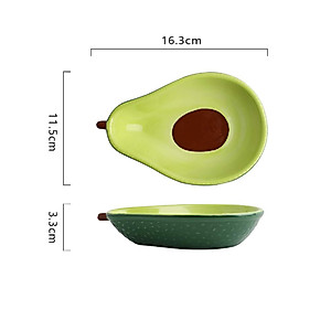Garneck Ceramic Avocado Shaped Shaped Serving Plate Ceramic Sauce Dish Dip Bowls for Fruits Salads Dessert Appetizers