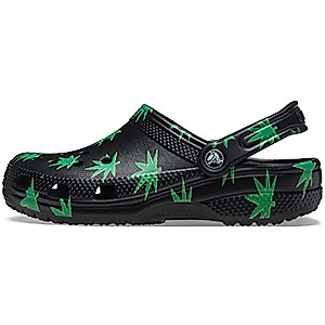 Crocs Unisex Classic Hemp Leaf Clogs, Half Baked and Weed Graphics, Black, Numeric_6 US Men