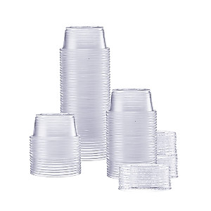 Comfy Package [100 Sets - 2 oz.] Plastic Portion Cups With Lids, Souffle Cups, Jello Shot Cups