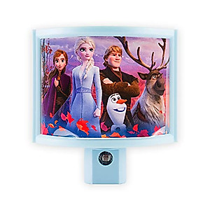 Disney Frozen Wrap Shade LED Night Light, Plug-in, Dusk to Dawn, Girls Bedroom Décor, UL-Listed, Ideal for Nursery, Bathroom, 46276