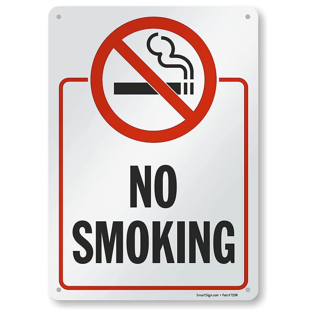 SmartSign 14 x 10 inch “No Smoking” Metal Sign with Symbol, Screen Printed, 40 mil Laminated Rustproof Aluminum, Red, Black and White, Made in USA