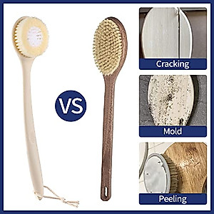 KUMBAZZ Back Brush Long Handle for Shower - Never Mold Bath Back Brush Back Scrubber for Shower,Wet or Dry Brushing,Shower Brush for Men & Women (Green)