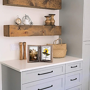 5x7 Picture Frames Double Hinged MDF Wood Grain Shadow Box with Glass Front Stand Vertical on Tabletop