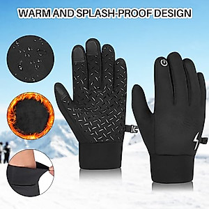 JIAN YA NA Winter Kids Touch Screen Gloves: Waterproof Fleece Warm Mittens Running Soccer Rugby Sports Finger Gloves for 8-10 Years Old Kid Youth Black