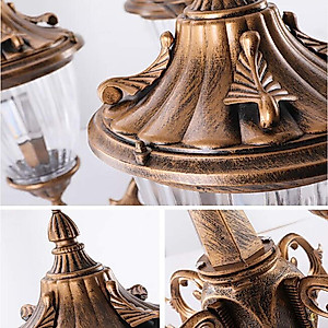 Retro Aluminum Pole Light 5 LED Post Light Outdoor Die-cast Light High Pole Courtyard Lamp European Garden Villa Community Street Lamp Lighting Waterproof Landscape Lamp