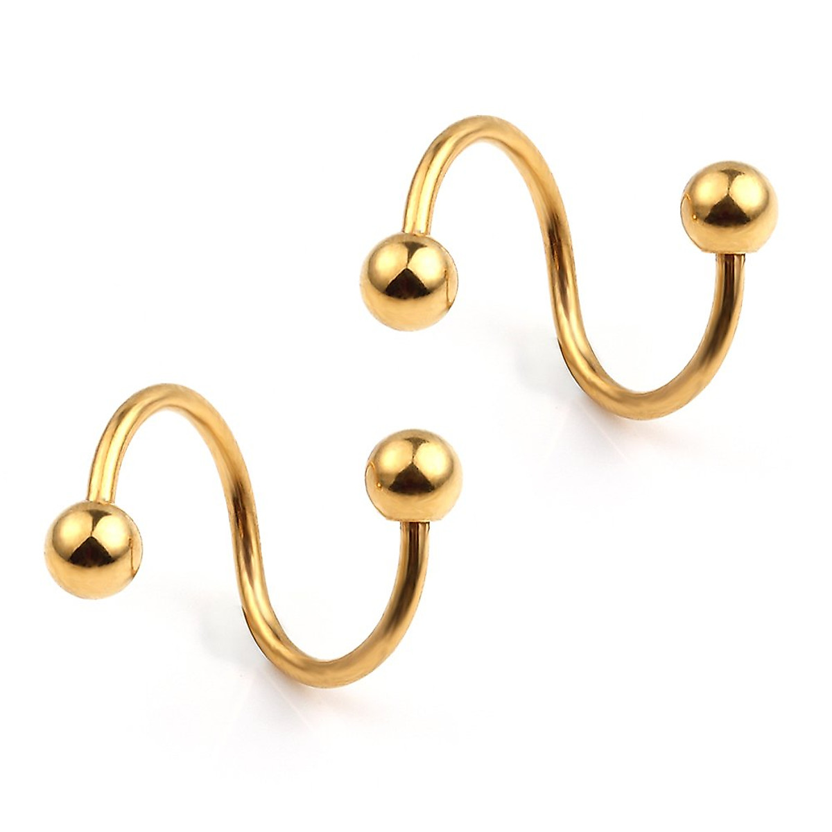 Ruifan 16G Stainless Steel Twist Ear Plug Earring Spiral Helix Stud Lip Ring Body Piercing Jewelry 10mm 6Pairs