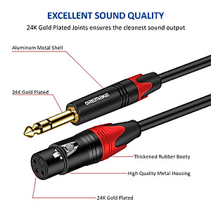 DREMAKE Audio XLR Female to 1/4 TRS Cable 40FT, Female XLR to 1/4 Cable, Jack 6.35mm 1/4 to XLR Female, 1/4 Inch to 3-Pin XLR Female Microphone Cable for Live & Stage Mixer Amplifier XLR Female to TRS