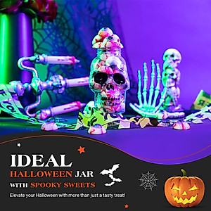 Purple Plum Halloween Trick or Treat Candies | Stuffed Eyeball Gummies in Scary Skull Shape Candy Jar | Spooky Sweets | Perfect For Halloween