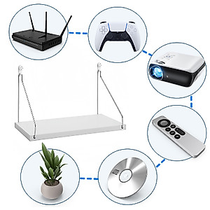 TERRATREK Projector Shelf for Wall, 15.75" x 7.87" Wooden Projector Shelf Holds Up to 33 lb, Projector Wall Mount Shelf Perfect for Projector, Xbox, PS5, DVD Player, Under TV Floating Shelf for Wall