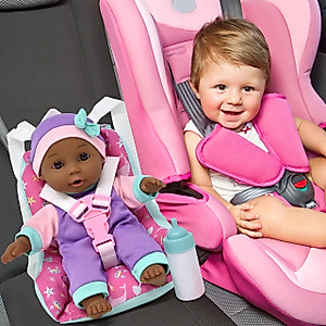 Dolls To Play Baby Doll Car Seat with Toy Accessories, Includes 10 Inch Soft Body Baby Doll, Booster Seat Carrier, Rattle Toy, Bib and Bottle, A Travel Gift Set for Toddlers Infants Girls and Boys