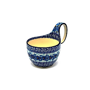 Polish Pottery Loop Handle Bowl - Unikat Signature U3639
