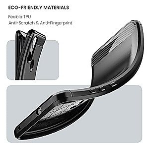 Dretal Motorola Moto G Pure Case, Shock-Absorption Carbon Fiber Cover with Tempered Glass Protector (LS-Black)