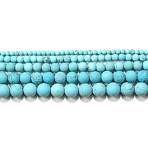 YU 1strand 4/6/8/10/12mm Polished Blue Turquoises Stone Round Loose Spacer Beads for Bracelet Jewelry Makings Supplies T314 (Color : Turquoises, Item Diameter : 6mm)