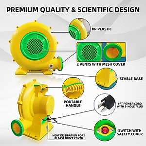 GONFLABLE 750W Bounce House Blower, Powerful Air Blower for Inflatable, Portable Inflatable Bubble House Blower Pump Fan for Inflatable Bouncy Castle, Jumper, Water Slide, Blower Corded(750 Watt 1HP)