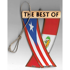 PUERTO RICO AND PERU PERURICAN BORICUA PERUVIAN CARIBBEAN SOUTH AMERICAN REARVIEW MIRROR MINI BANNER HANGING FLAGS FOR THE CAR UNITY FLAGZ™
