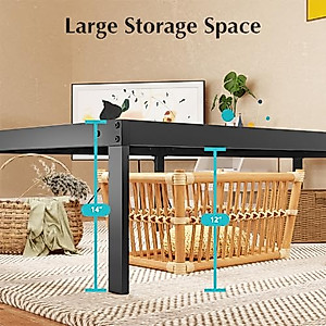 NEWBULIG 14 inch Queen Size Bed Frame, Heavy Duty Platform Bed Frames with Under Bed Storage Space Easy Assembly, No Box Spring Needed, Sturdy Steel Slat Support