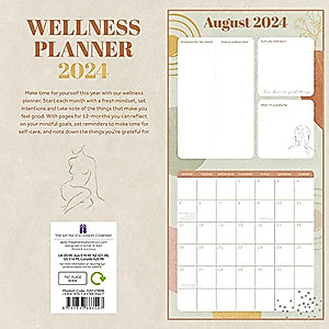 2024 Square Wall Calendar - Wellness Planner 12 x 12 Inch Monthly View, 16-Month, Art Theme, Includes 180 Reminder Stickers