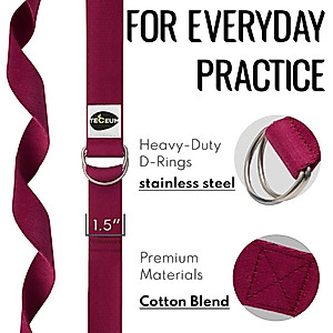 [NEW 2024] TECEUM Yoga & Mat Strap – 2 IN 1 – Cotton – 6 ft 8 ft 10 ft (15+ colors) – Adjustable Non-Slip Belt for Yoga, Pilates, Stretching, Physiotherapy, Fitness & Home Workout – For Carrying Mats