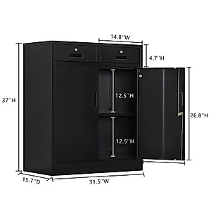 BESFUR Metal Storage Cabinet with Drawers, Locking Storage Cabinets for Office/Home