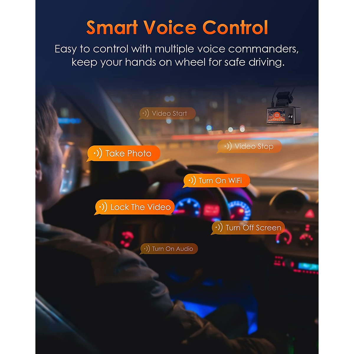 [ Bundle-3 Items: Vantrue E3 Dash Cam + 512GB SD Card + Hardwire Kit ] 3 Channel Dash Cam Front and Rear Inside, 3 Way Triple WiFi GPS Dash Camera 2.7K 1944P+1080P+1080P with STARVIS IR Night Vision