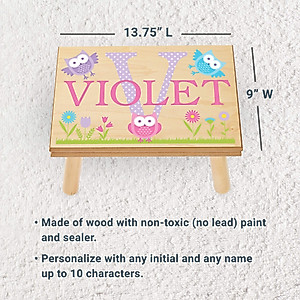Let’s Make Memories Personalized My Own Name Step Stool - Children’s Step Stool - Sturdy Wood – Non-Toxic Paint, Sealer - Unicorn Design - Natural - 14’Wx9.25”Lx8.75”H - Ages 3+