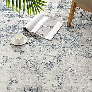 Area Rug Living Room Rugs: 3x5 Indoor Abstract Soft Fluffy Pile Large Carpet with Low Shaggy for Bedroom Dining Room Home Office Decor Under Kitchen Table Washable - Gray/Blue