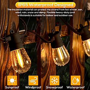 FMART LED Outdoor String Lights, 2*50FT(100FT Total) Hanging Lights Dimmable Commercial Grade UL ETL Listed Waterproof, 2X15 Sockets 1W 2700K Shatterproof Edison S14 Bulbs(2 Spare) Heavy Duty Lights