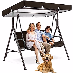 BTURYT Waterproof Swing Top Cover & Seat Cover,Patio Swing Canopy Replacement,Outdoor Swing Canopy Cover Set,210D Oxford Cloth, for Outdoor/Patio/Lawn/Garden-(top Cover + Chair Cover)