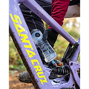 Peaty's Fidlock Lockin Magnetic Bike Water Bottle & Mount, Topo/Clear, 600 ml/ 20 oz.