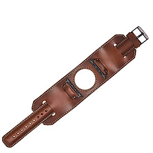 VENOULT Compatible Apple Watch Cuff Brown Leather Band for All Series iWatch Band, Man or Women, Genuine Leather Strap, High Quality, Engraving Available, HANDMADE