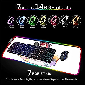 Mouse Pads Sexy Butt Anime Girl Gaming Mouse Pad RGB LED Durable Natural Rubber Base Cloth Surface Waterproof Mats RGB 35.43 inch x15.74 inch,A4