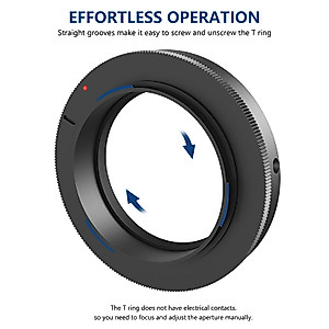 Lightdow T/T2 Mount Lens Adapter Ring for Canon EOS Rebel T3 T3i T4i T5 T5i T6 T6i T6s T7 T7i SL1 SL2 6D 7D 7D 60D 70D 77D 80D 5D II/III/IV DSLR Camera
