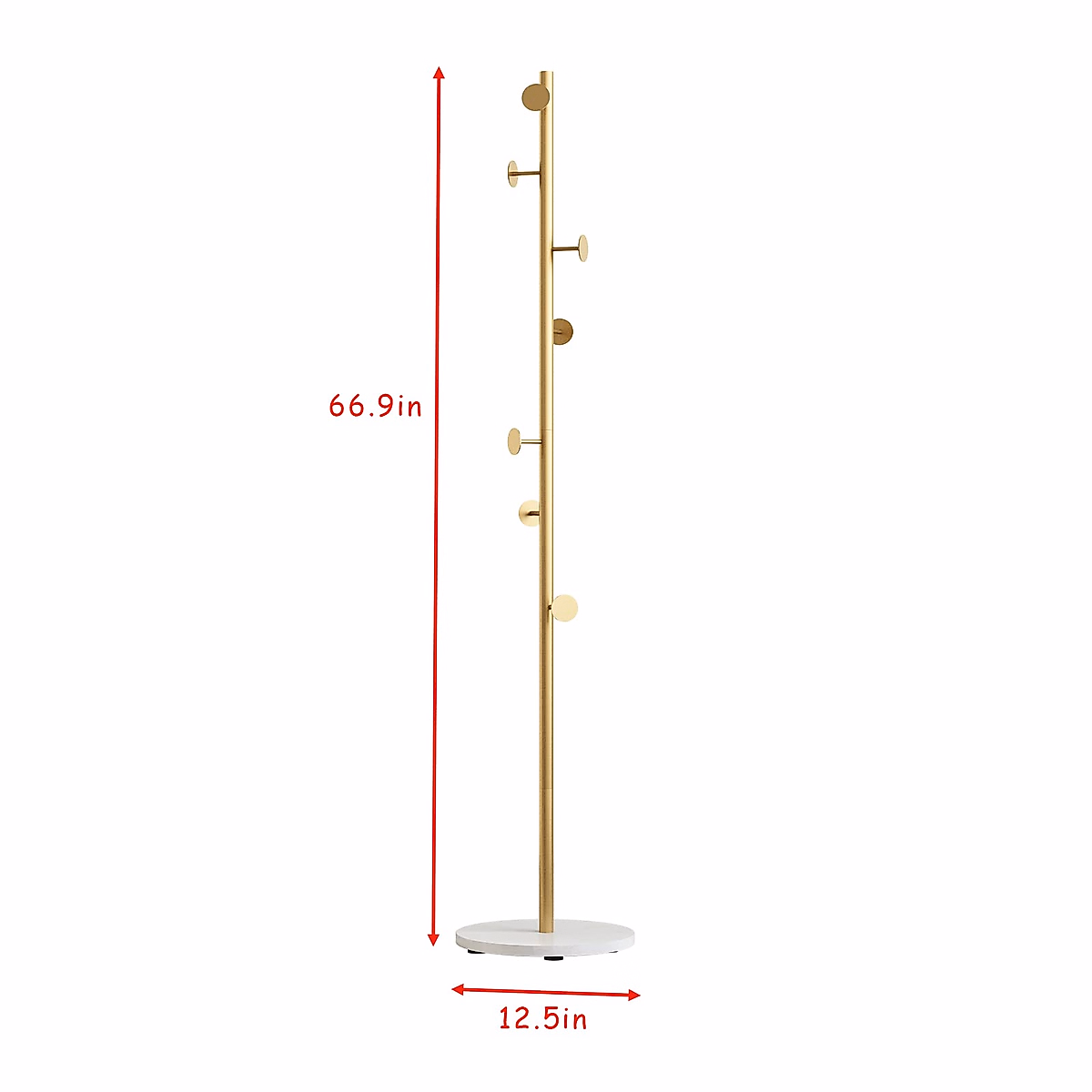 DOORXIFO Gold Coat Racks, Metal Coat Rack Freestanding with Hooks, Entryway Coat Rack Stand, Coat Racks with Marble Base, Coat Tree for Hanging Clothes, Hats, Bags