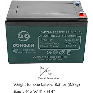 YC Yier 6-DZM-12 12V 12Ah Motorcycle Rechargeable Battery for Electric Bike Mobility Scooter Go Kart ATV Pit Dirt Bike Razor Quad E Bike Buggy Lawn Mower (Four Pack of 12v 12ah Battery with 48V ch)