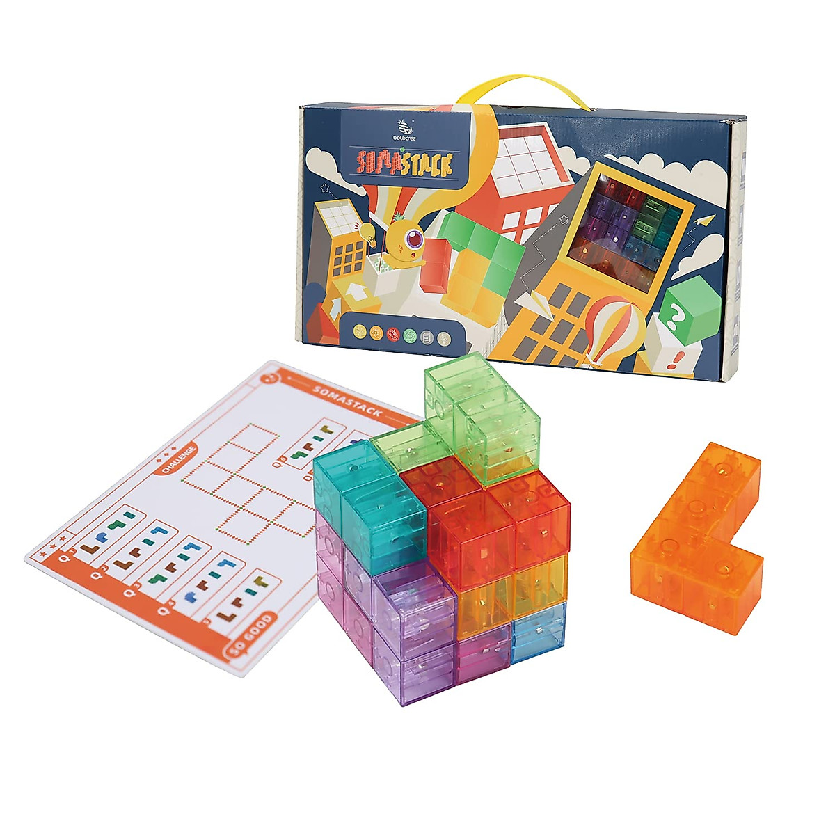 Magnetic Building Blocks 3D Magic Puzzle Cube, with 100 Challenge Cards, STEM Learning Education Toy Train Spatial Imagination for Kid Aged 6 and Above