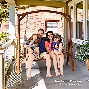 VINGLI Heavy Duty Wooden Swing Frame for Adults Kids, Strong A-Frame Porch Swing Bench Stand for Indoor & Outdoor, Curved Arc Top Design, Supports Up to 660 LBS