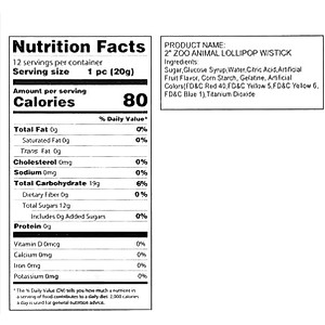 Zoo Animal Lollipops - Bulk 12 Count, Individually Wrapped - 2 Inch Assorted Jungle Animal Shaped Candy Lollipops for Kids Themed Birthday Party Favors, Events, and Goody Bag Fillers