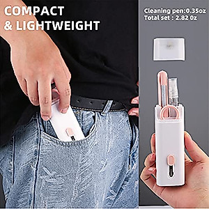 Gtinna 7 in 1 Computer Keyboard Cleaning Brush Set Earbuds Cleaning Pen Wireless Bluetooth Headset Charging Box Electronics Keyboard Cleaning Tools Cleaner Keycap Puller Kit (Pink)